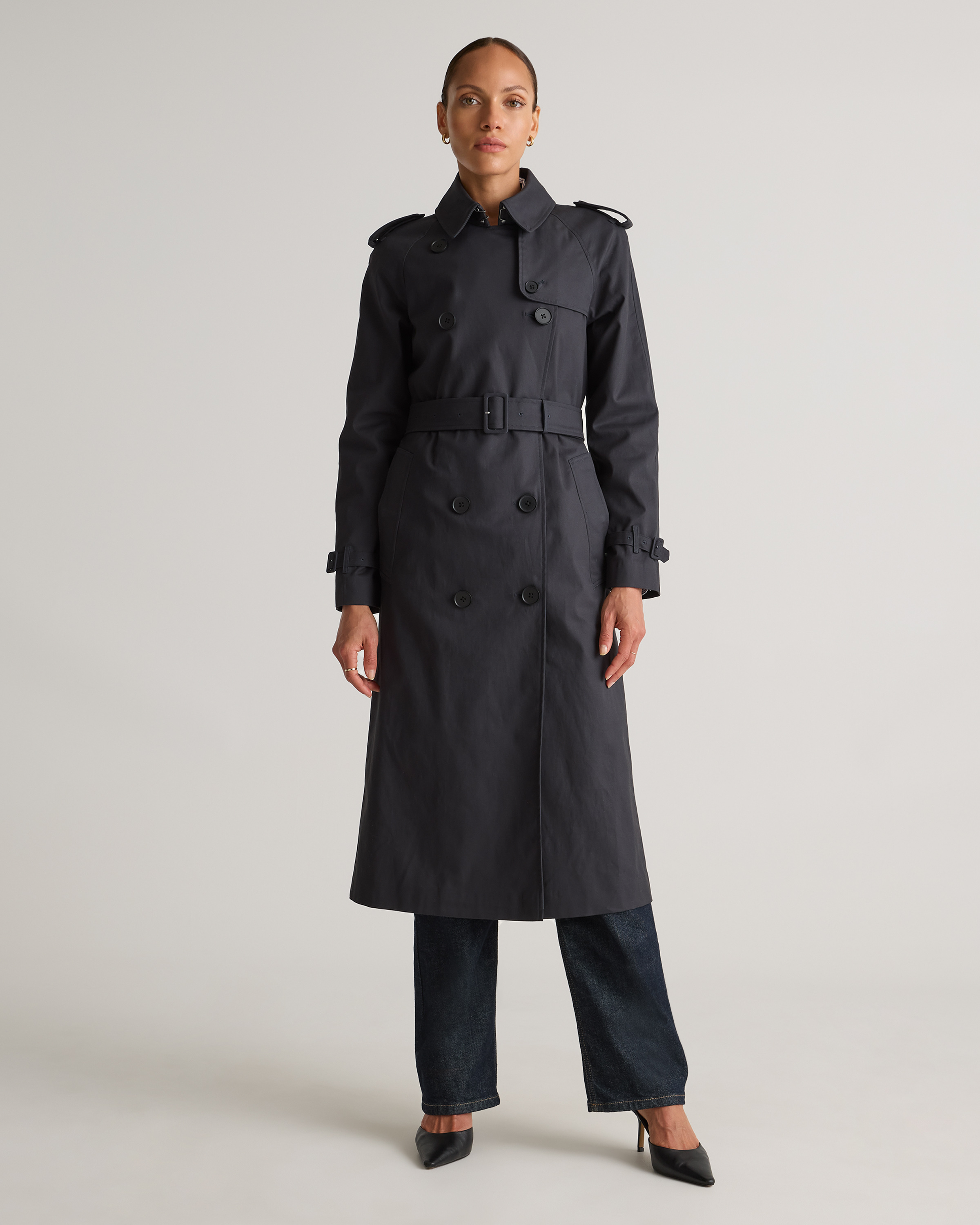 QUINCE Comfort Stretch Long Trench Coat